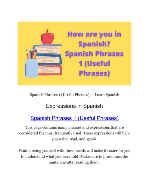 Common Classroom Phrases Span | PPT