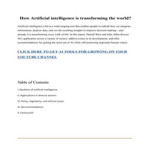 How Artificial Intelligence Is Transforming The World Pdf