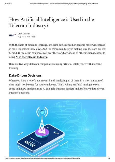 How Artificial Intelligence Is Used In The Telecom Industry Pdf