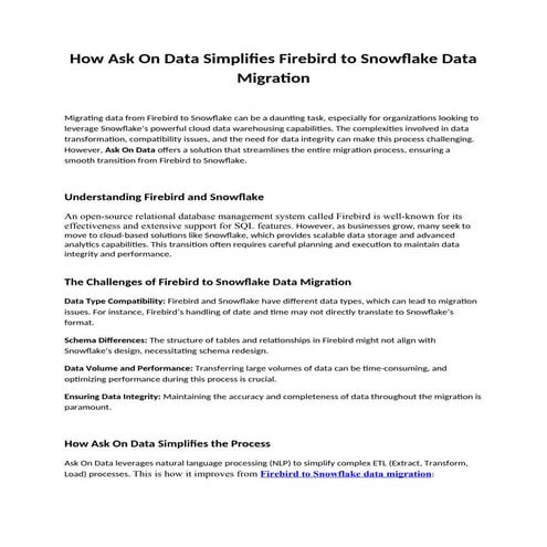 How Ask On Data Simplifies Firebird To Snowflake Data Migrationdocx