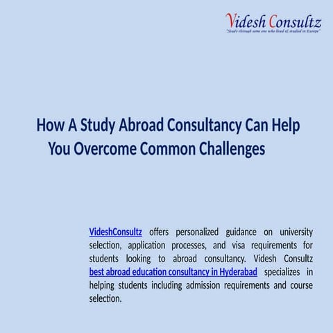 How A Study Abroad Consultancy Can Help You Overcome Common Challenges | PPT