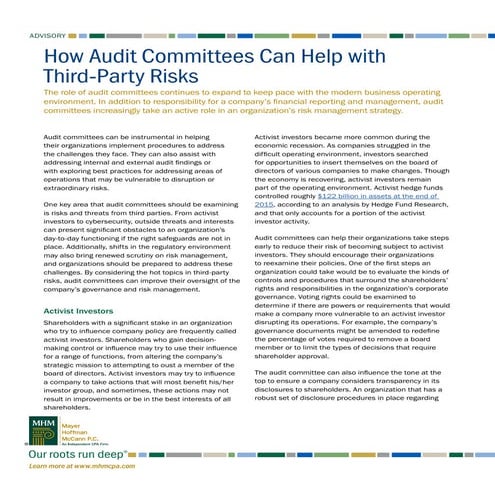 How Audit Committees Can Help with Third-Party Risks | PDF