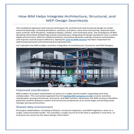 How BIM Helps Integrate Architecture, Structural, and MEP Design ...