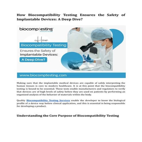 Biocompatibility testing for medical devices | PPTX