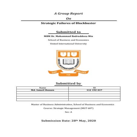 How blockbuster failed strategically | DOCX