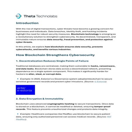 How Blockchain Ensures Data Security & Prevents Cyber Attacks | PDF