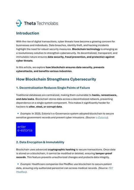 Blockchain in cyber security | PPTX | Information and Network Security | Computing