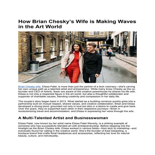 Brian Chesky Wife Elissa Patel: A Rising Star in the Art World | DOCX