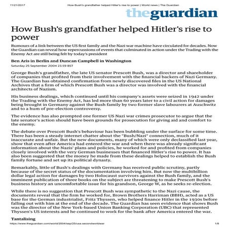 How bush's grandfather helped hitler's rise to power world news the ...