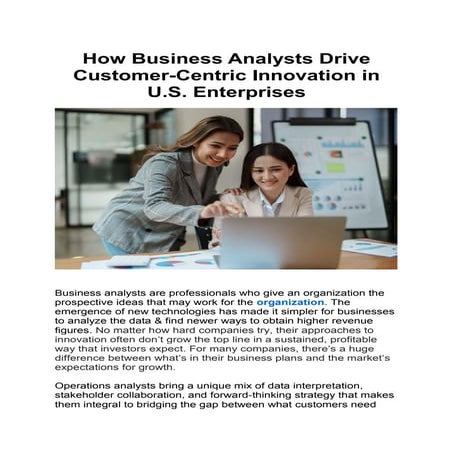 How Business Analysts Drive Customer-Centric Innovation in U.S ...