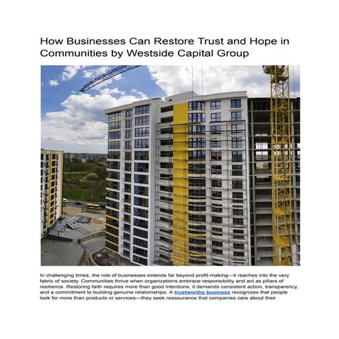 How Businesses Can Restore Trust and Hope in Communities | PDF