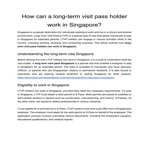 How can a long-term visit pass holder work in Singapore.docx