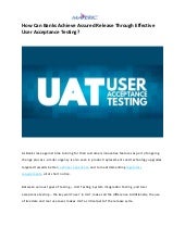 Case study on Banking Software Testing - FINACLE : UAT | PDF