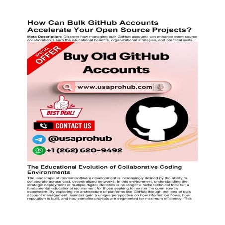 How Bulk GitHub Accounts Can Accelerate Open Source Projects and ...