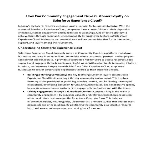 How Can Community Engagement Drive Customer Loyalty On Salesforce