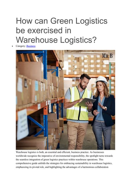 Green Logistic | PDF