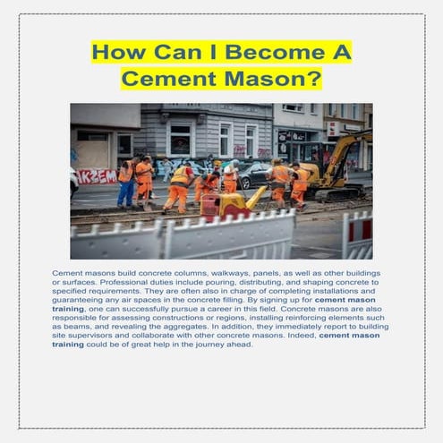 Cement mason training: Path to becoming a cement mason? | PDF