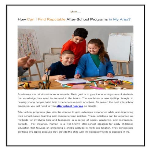 After school programs | PDF