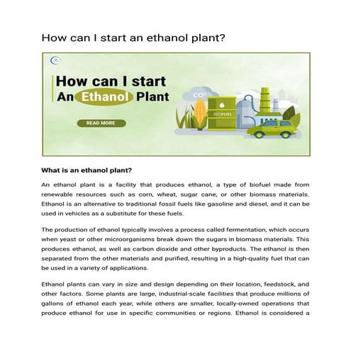 How can I start an ethanol plant? | PDF