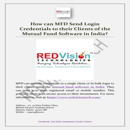 How can MFD Send Login Credentials to their Clients of the Mutual Fund ...