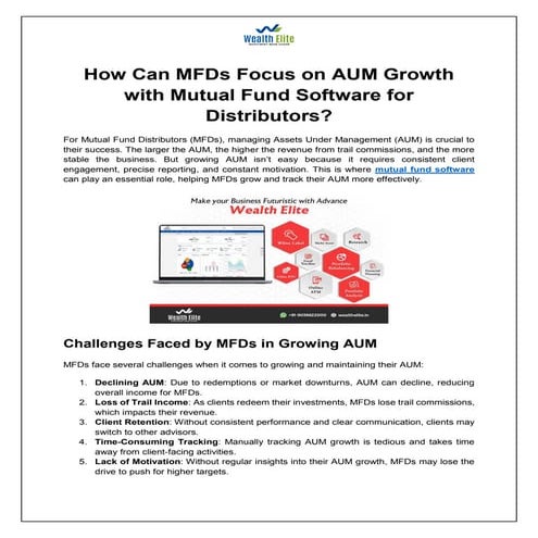 How Can MFDs Focus on AUM Growth With Mutual Fund Software for ...