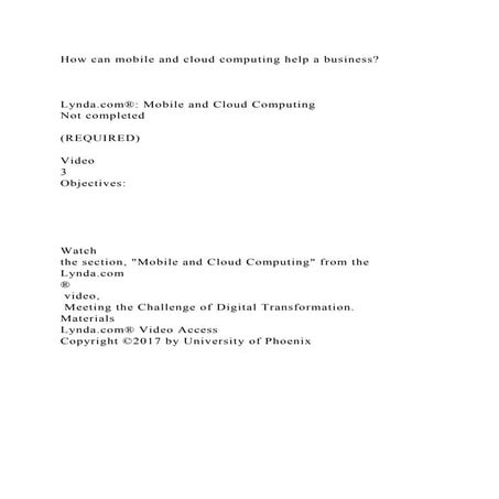 How can mobile and cloud computing help a businessLynda.com.docx
