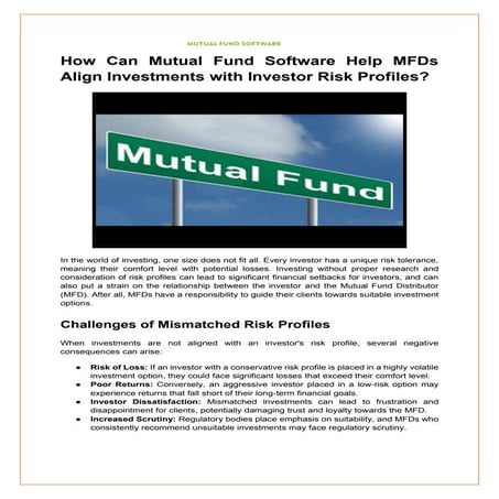 How Can Mutual Fund Software Help MFDs Align Investments With Investor ...