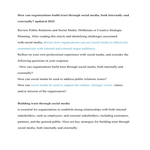 How can organizations build trust through social media doc 20.docx