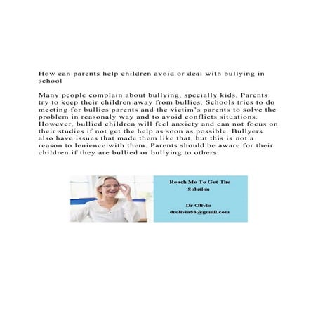 How can parents help children avoid or deal with bullying .docx