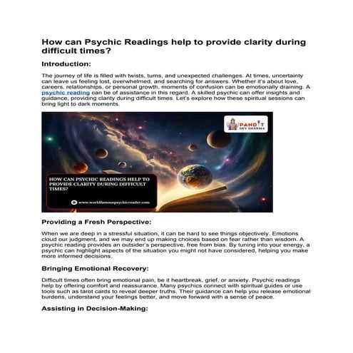 How can Psychic Readings help to provide clarity during difficult times ...