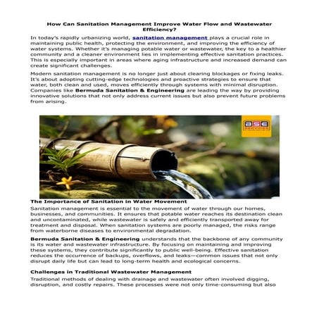 How Can Sanitation Management Improve Water Flow and Wastewater ...