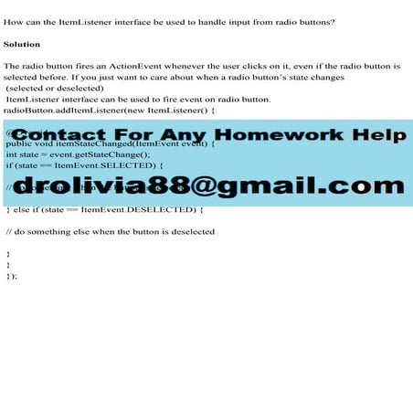 How can the ItemListener interface be used to handle input from radi.pdf