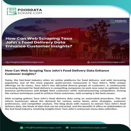 Web Scraping Taco John's Food Delivery Data: Enhance Customer Insights | PDF