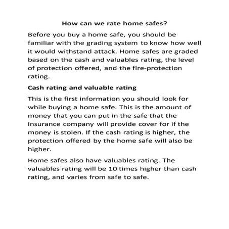 Safe ratings and testing standards | PPTX