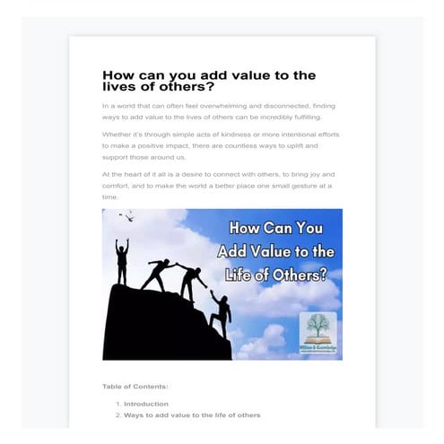How can you add value to the lives of others.pdf | Dating | Family and ...
