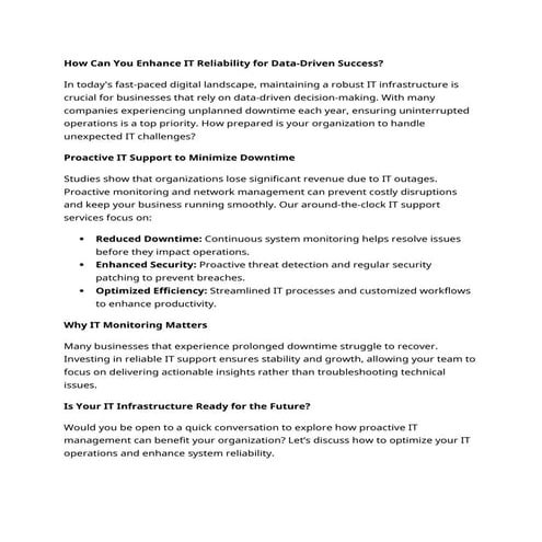 How Can You Enhance IT Reliability for Data-Driven Success.docx