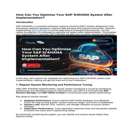 How Can You Optimize Your SAP S_4HANA System After Implementation_.docx