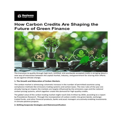 Carbon Credits Charting the Future of Green Finance | PDF