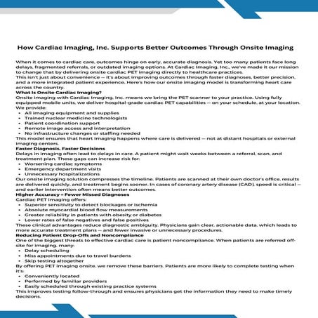 How Cardiac Imaging, Inc. Supports Better Outcomes Through Onsite ...
