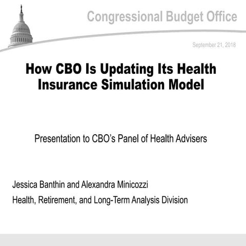 How CBO Is Updating Its Health Insurance Simulation Model | PDF