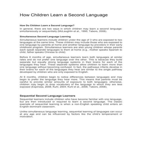 How children learn a second language | DOCX | Parenting Babies and ...