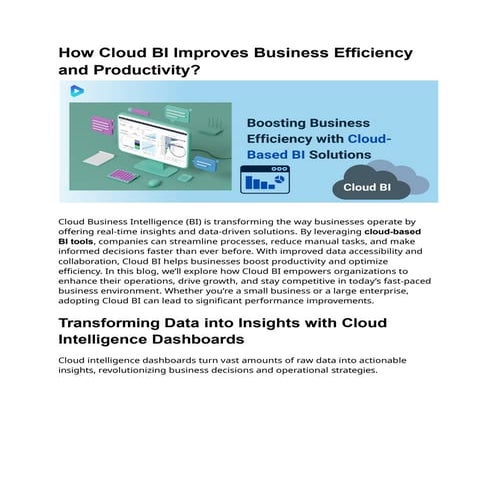 Why Cloud BI is Essential for Enhancing Business Efficiency | PDF | Free Download