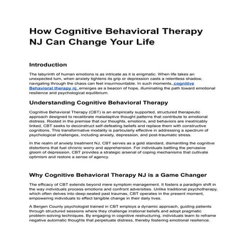 How Cognitive Behavioral Therapy NJ Can Change Your Life.pdf