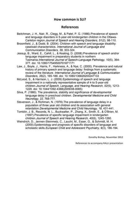 Identification of SLI: references | PDF