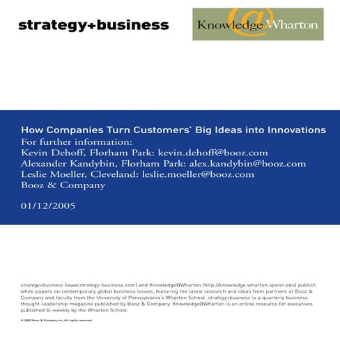 How companies turn customers big ideas into innovations | PDF ...