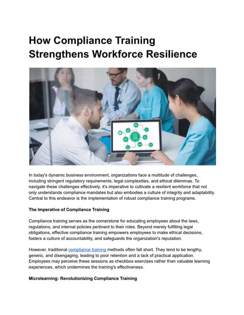 Building a Resilient Workforce Through Compliance Training | PDF