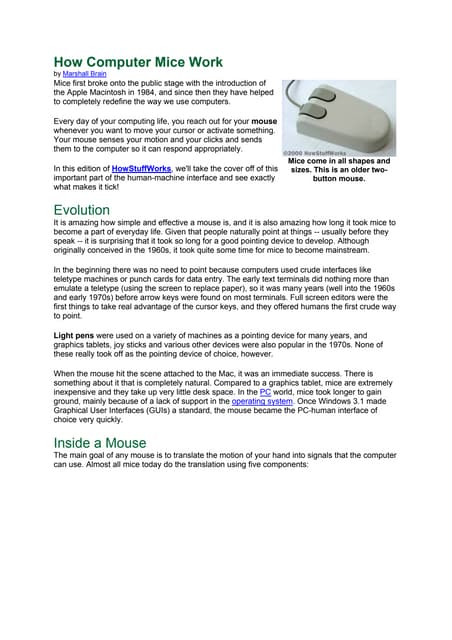 Presentation on Computer Mouse | PPTX