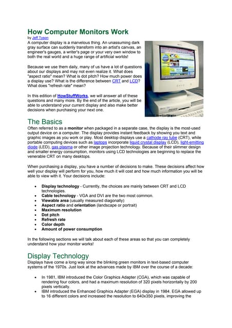 Computer monitors | PPT