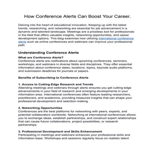 The Power of Conference Alerts in Advancing Your Career | PDF