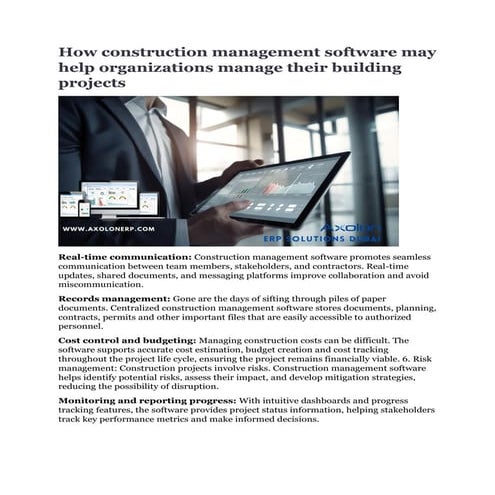 How construction management software may help organizations manage ...